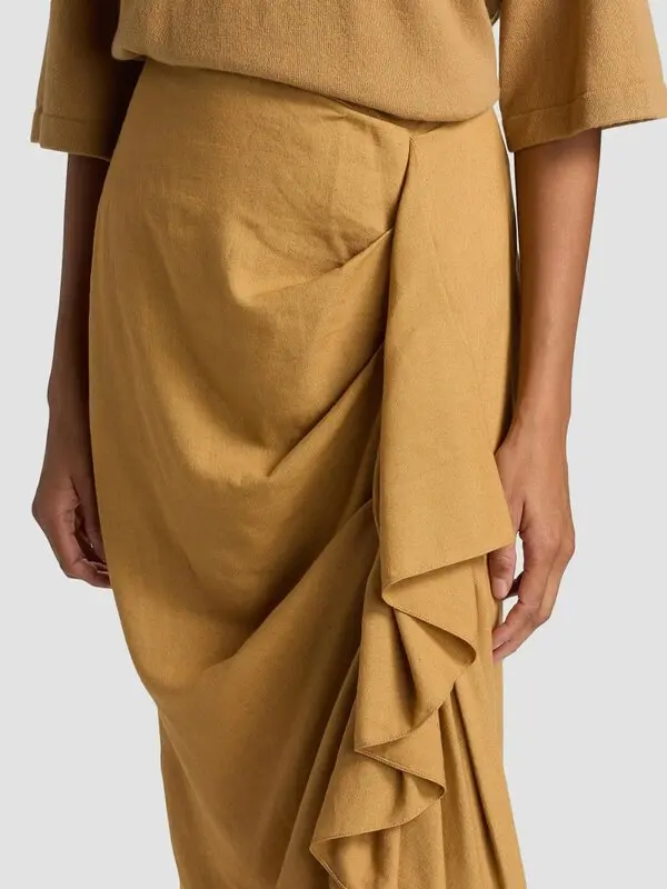 Michael Kors Cascade Linen-blend Midi-skirt