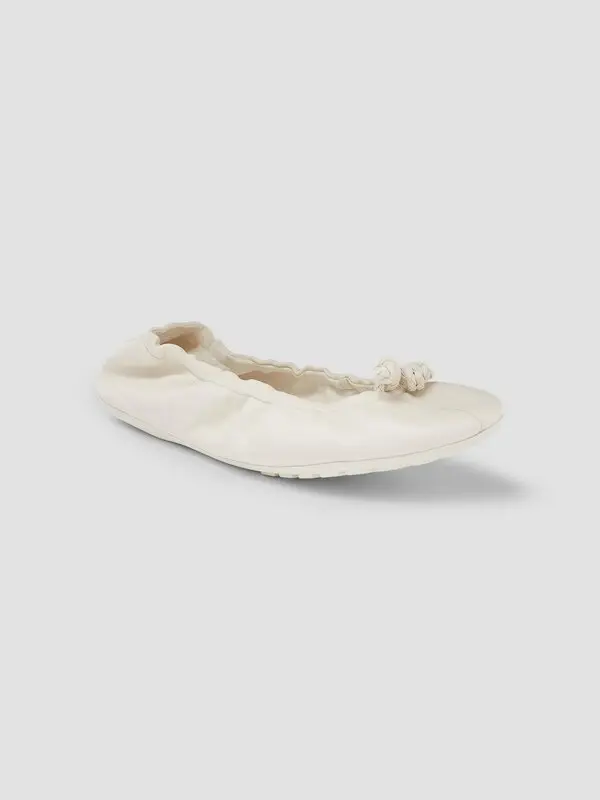 Bottega Veneta Fantasmina Leather Ballet Flats - Alabaster