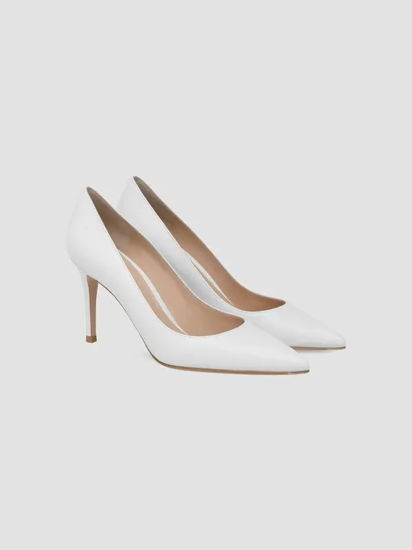 GIANVITO ROSSI 85mm Leather Stiletto Heel Pumps - White