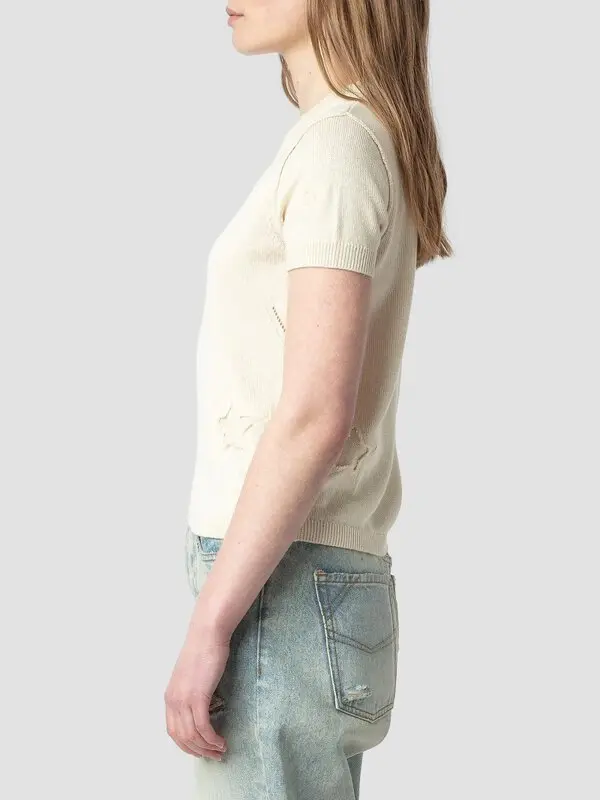 Zadig&Voltaire Bully Stars Short-sleeve Sweater - Ecru