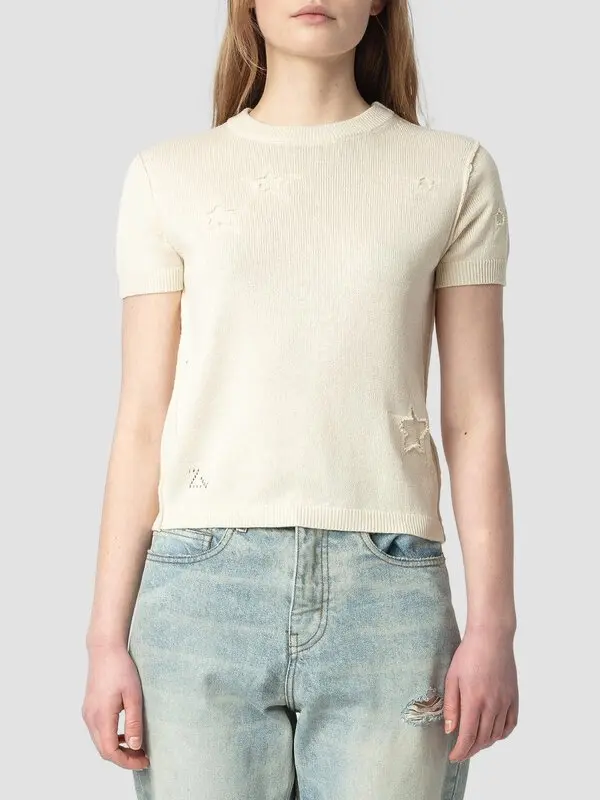 Zadig&Voltaire Bully Stars Short-sleeve Sweater - Ecru