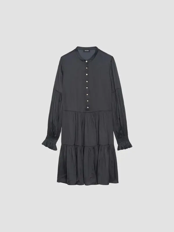 Zadig&Voltaire Randy Satin Tiered Minidress - Black