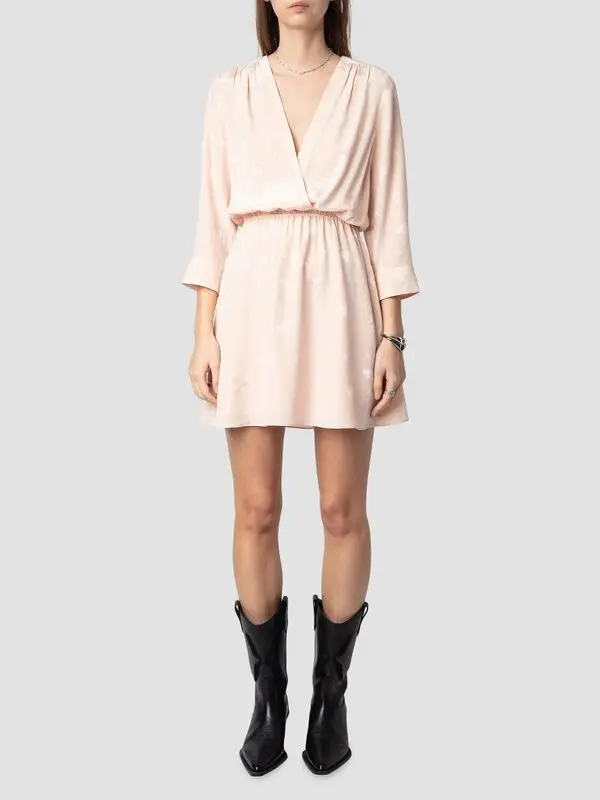 Zadig&Voltaire Rucas Flash Heart Jacquard Silk Minidress - Pearly