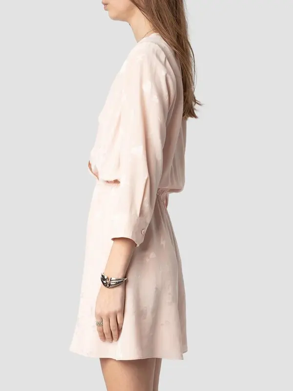 Zadig&Voltaire Rucas Flash Heart Jacquard Silk Minidress - Pearly
