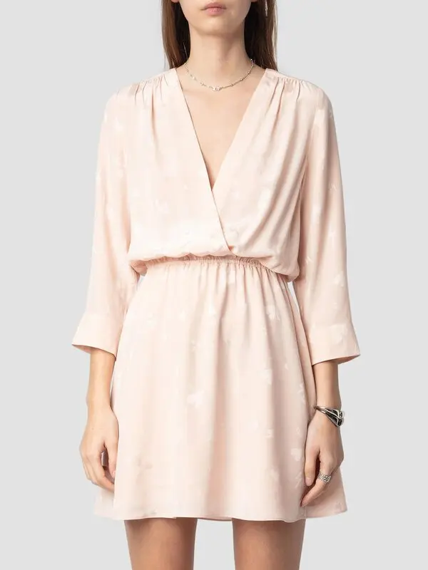 Zadig&Voltaire Rucas Flash Heart Jacquard Silk Minidress - Pearly