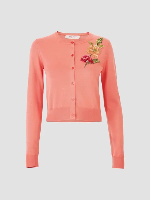 Carolina Herrera Floral Embroidered Silk-cotton Cardigan - Sunset Multi