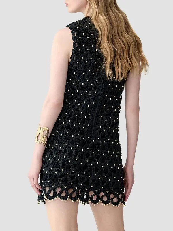 Carolina Herrera Embellished Corded Crochet Cotton Minidress
