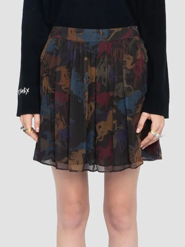 Zadig&Voltaire Jadys Mousseline Horse-printed A-line Miniskirt