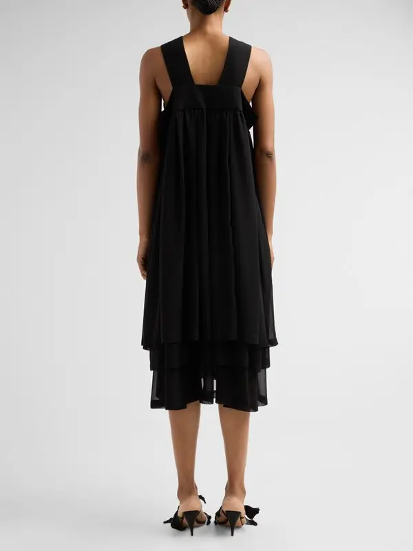 Comme Des Garçons Georgette V-neck Midi Dress