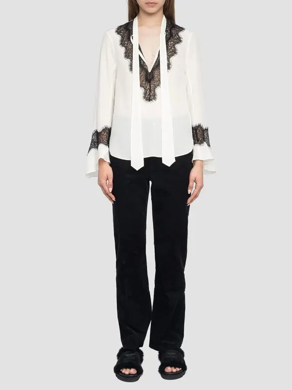 Zadig&Voltaire Tuan Contrast Lace Silk Blouse