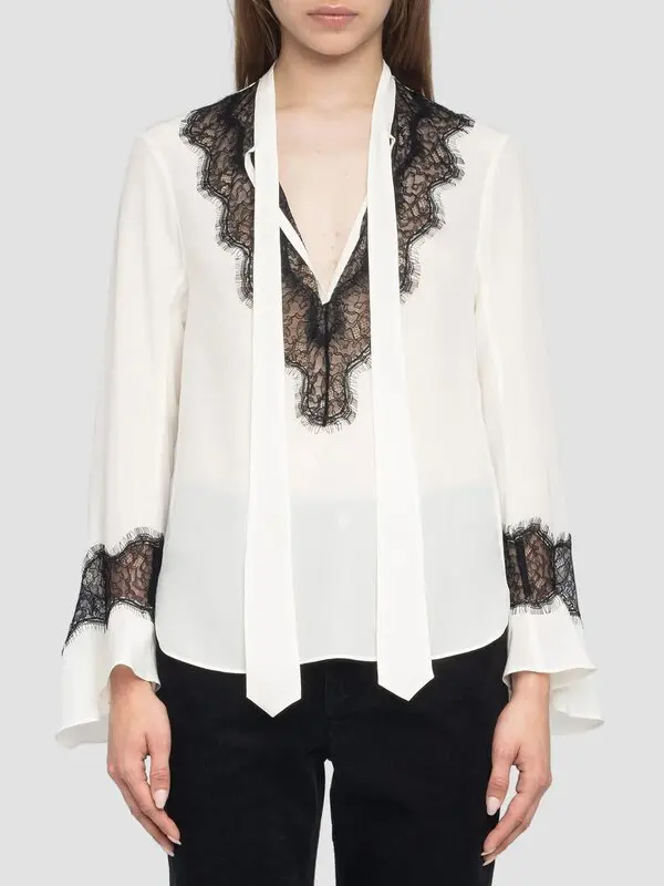Zadig&Voltaire Tuan Contrast Lace Silk Blouse