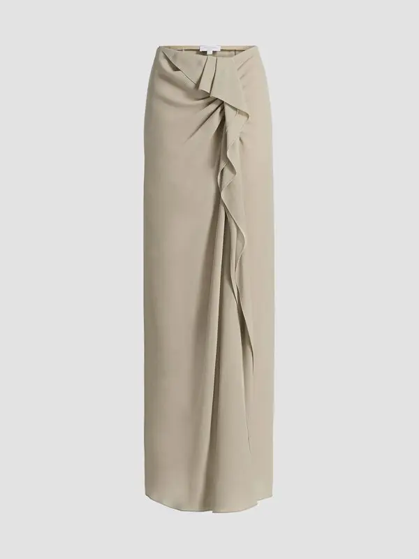 Michael Kors Draped Wool Crepe Pareo Skirt