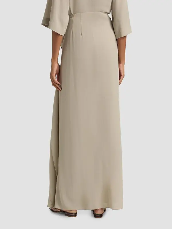 Michael Kors Draped Wool Crepe Pareo Skirt