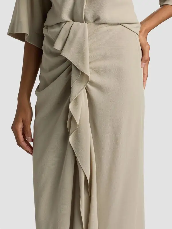 Michael Kors Draped Wool Crepe Pareo Skirt