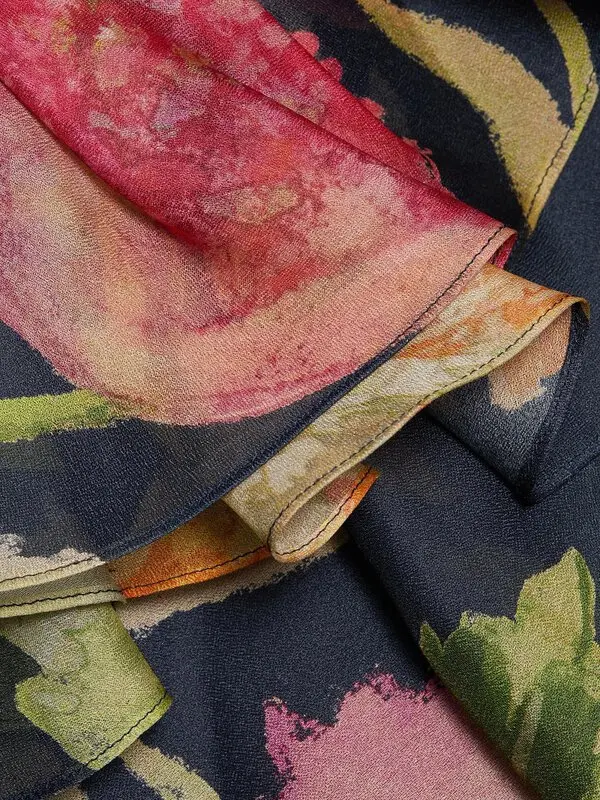 Carolina Herrera Floral Silk Organza Puff-sleeve Blouse