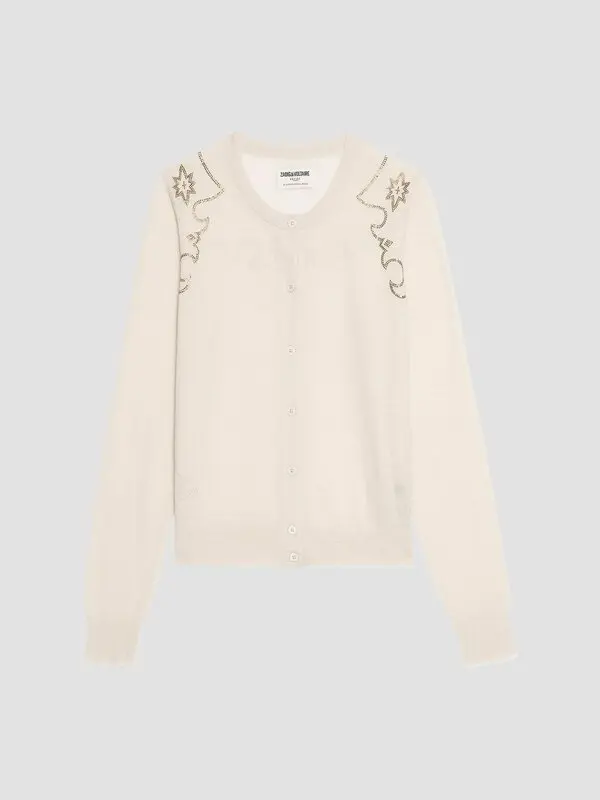 Zadig&Voltaire Missya Rhinestone Cashmere Cardigan - Ecru