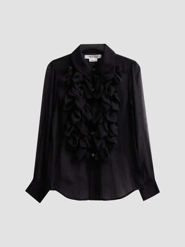 Comme Des Garçons Georgette Ruffle Sheer Blouse