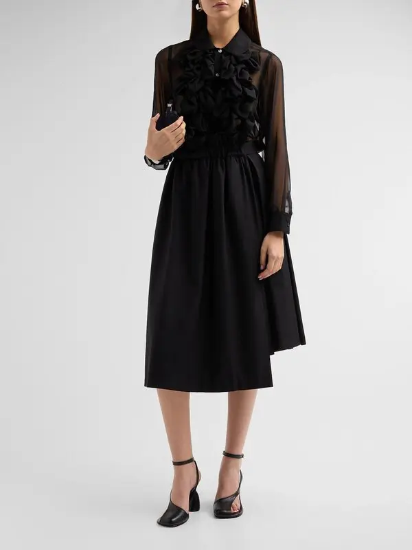 Comme Des Garçons Georgette Ruffle Sheer Blouse