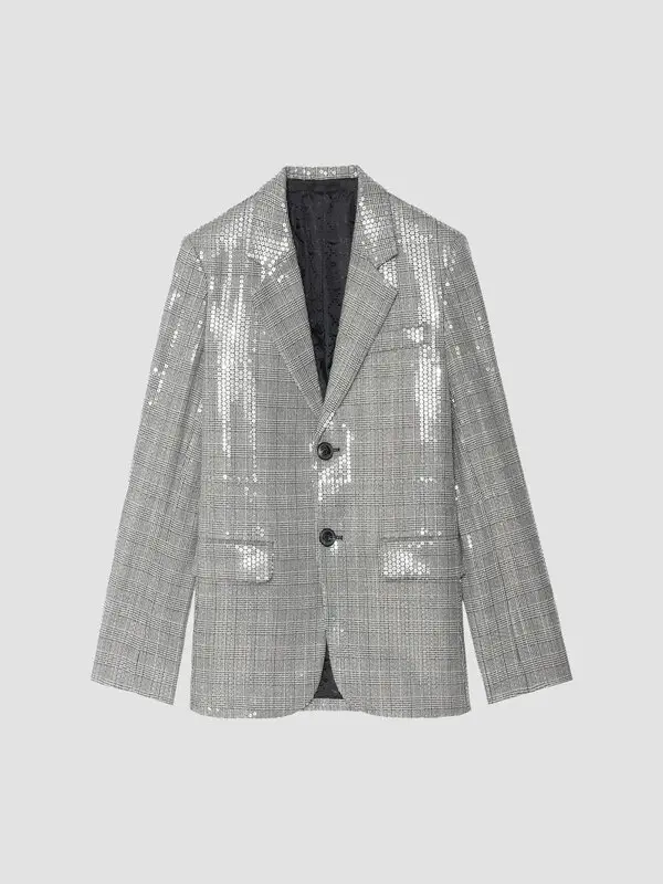 Zadig&Voltaire Vanille Car Sequined Plaid Blazer