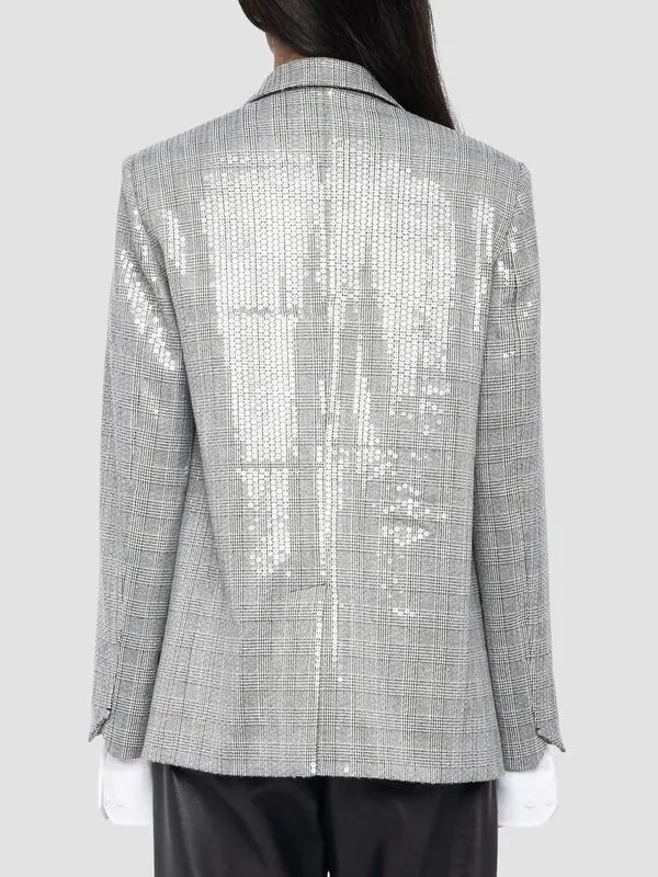 Zadig&Voltaire Vanille Car Sequined Plaid Blazer