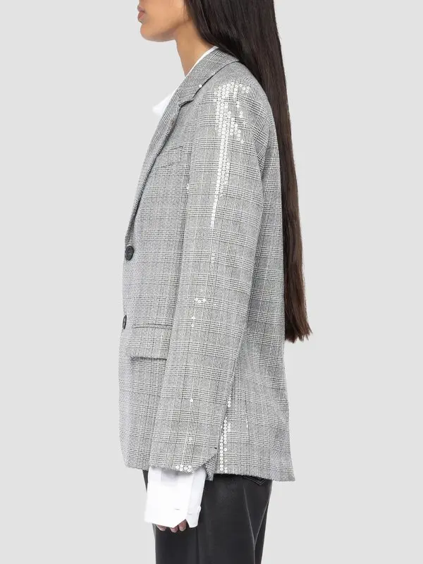 Zadig&Voltaire Vanille Car Sequined Plaid Blazer