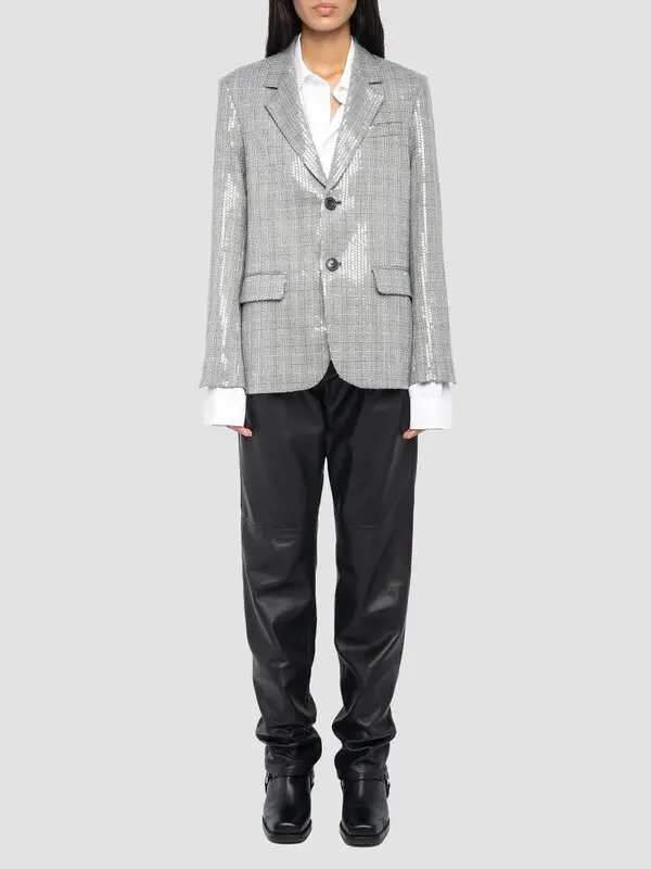 Zadig&Voltaire Vanille Car Sequined Plaid Blazer