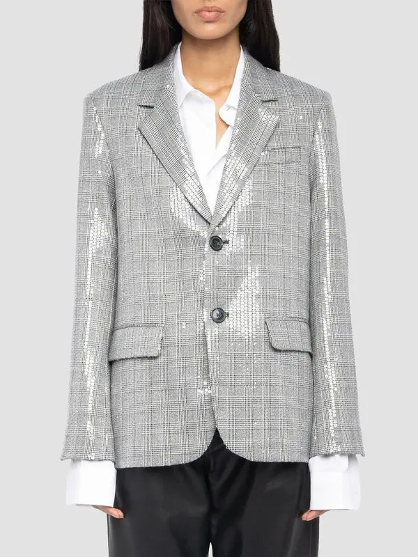 Zadig&Voltaire Vanille Car Sequined Plaid Blazer