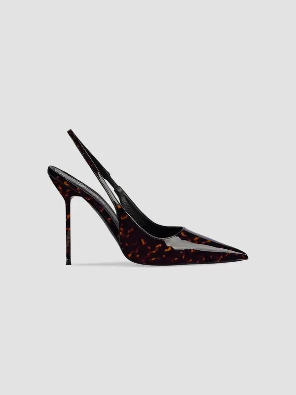 Paris Texas Lidia 105mm Cork-print Leather Slingback Sandals - Tortoise