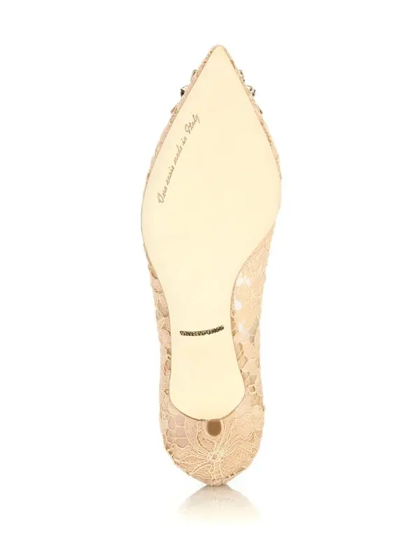 Dolce & Gabbana Embellished Lace Point Toe Pumps - Navy