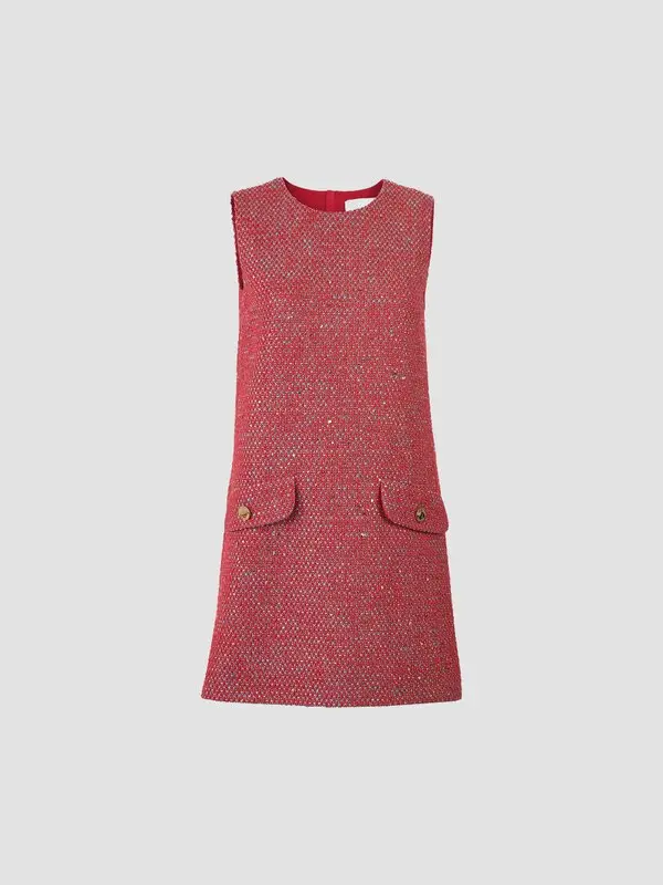 Carolina Herrera Metallic Tweed Shift Minidress