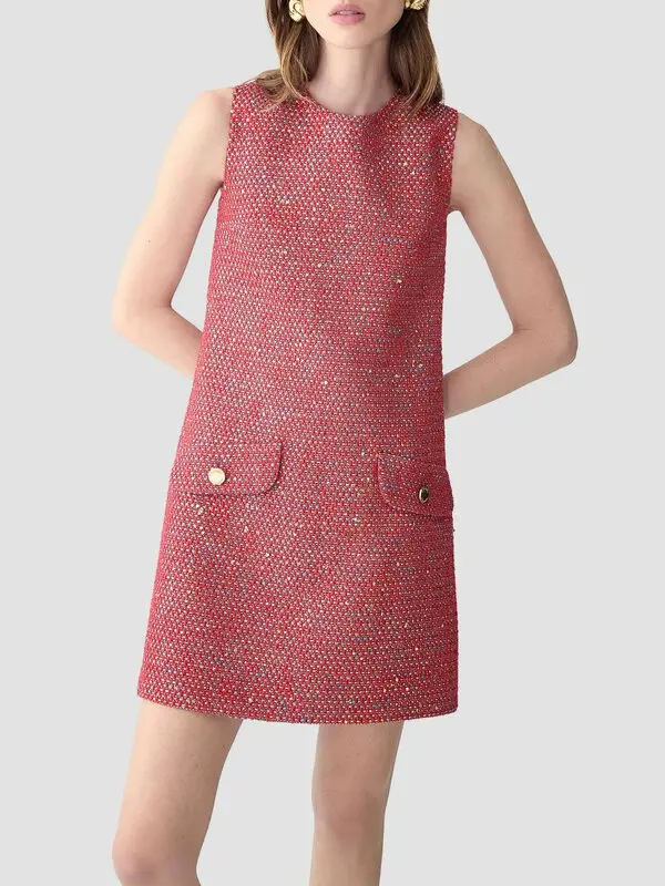 Carolina Herrera Metallic Tweed Shift Minidress