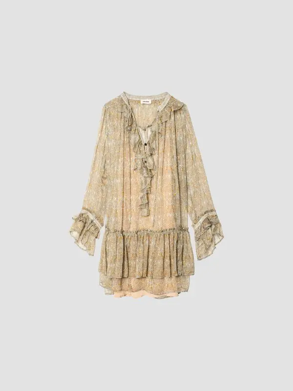 Zadig&Voltaire Ralice Metallic Paisley Minidress - Cloud