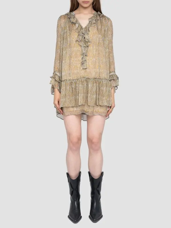 Zadig&Voltaire Ralice Metallic Paisley Minidress - Cloud