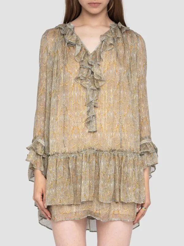 Zadig&Voltaire Ralice Metallic Paisley Minidress - Cloud