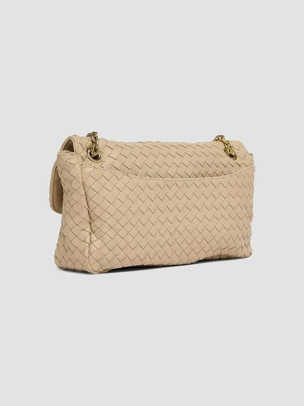 Bottega Veneta Madison Intrecciato Leather Shoulder Bag - Ecru Muse Brass