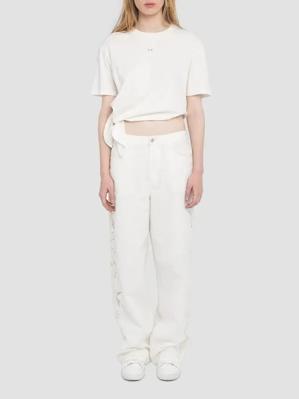 Zadig&Voltaire Elfy Cotton-linen Embroidered Wide-leg Pants