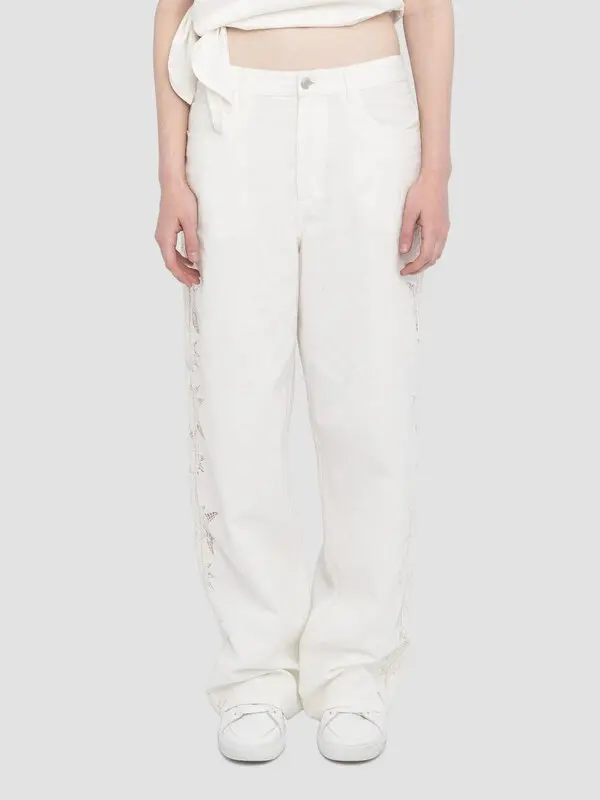 Zadig&Voltaire Elfy Cotton-linen Embroidered Wide-leg Pants