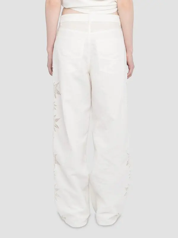 Zadig&Voltaire Elfy Cotton-linen Embroidered Wide-leg Pants