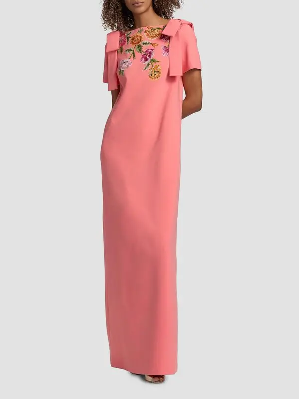 Carolina Herrera Floral-embroidered Column Gown