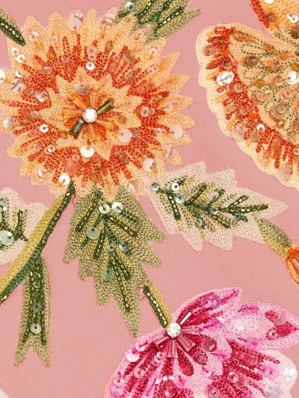 Carolina Herrera Floral-embroidered Column Gown