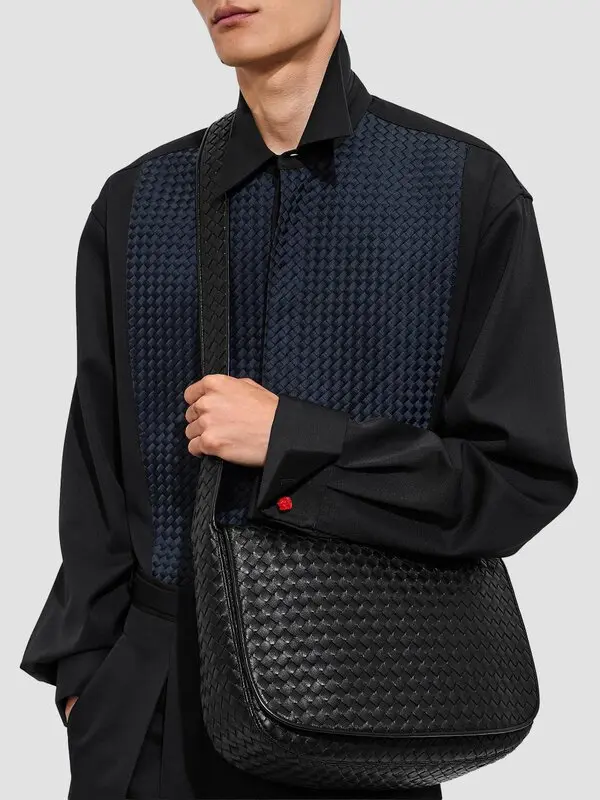 Bottega Veneta Intrecciato Fluffy Leather Messenger Bag