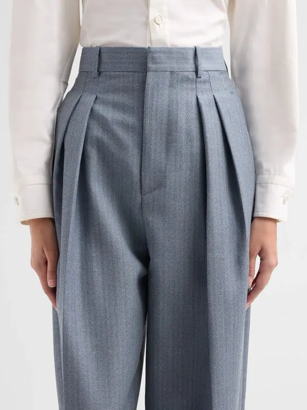Bottega Veneta Stripe Wool-mohair Pleated Trousers