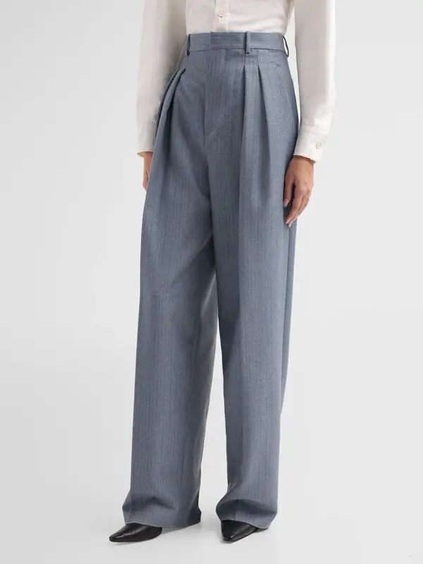 Bottega Veneta Stripe Wool-mohair Pleated Trousers