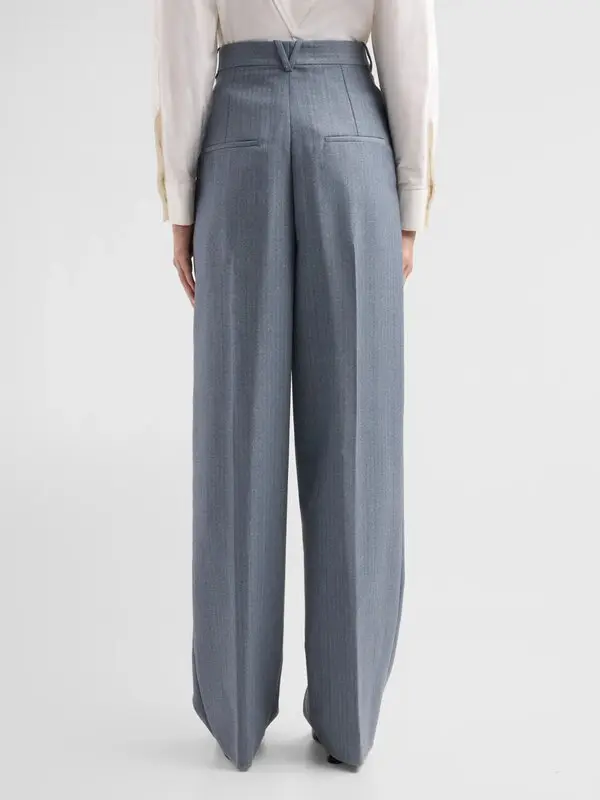 Bottega Veneta Stripe Wool-mohair Pleated Trousers