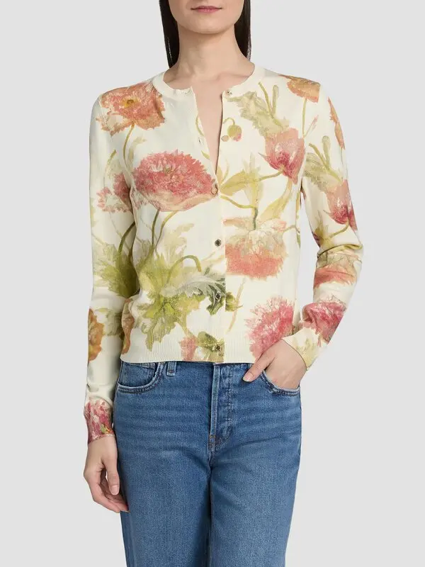 Carolina Herrera Floral Silk-cotton Cardigan