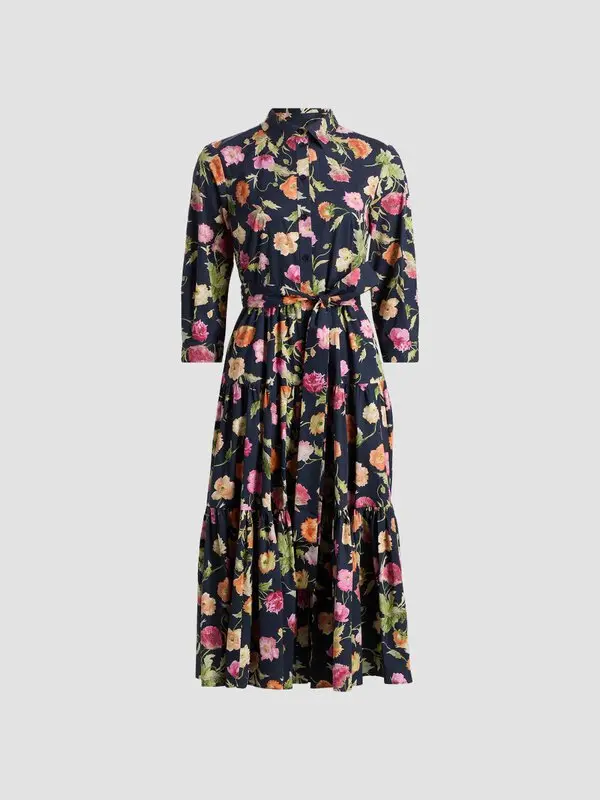 Carolina Herrera Poppy-print Tiered Midi-shirtdress