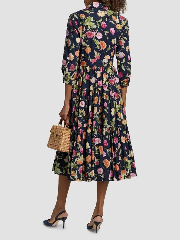 Carolina Herrera Poppy-print Tiered Midi-shirtdress