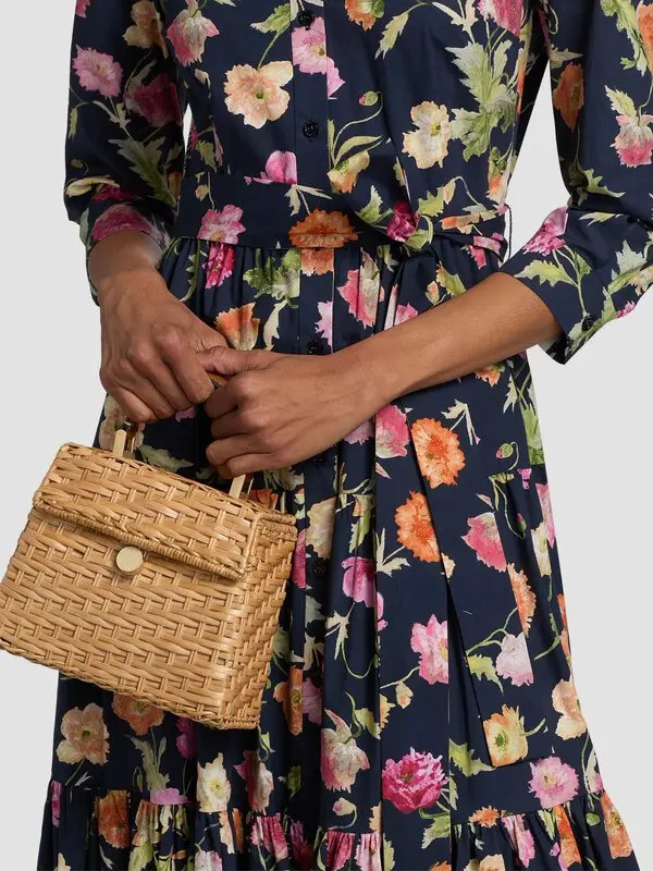 Carolina Herrera Poppy-print Tiered Midi-shirtdress
