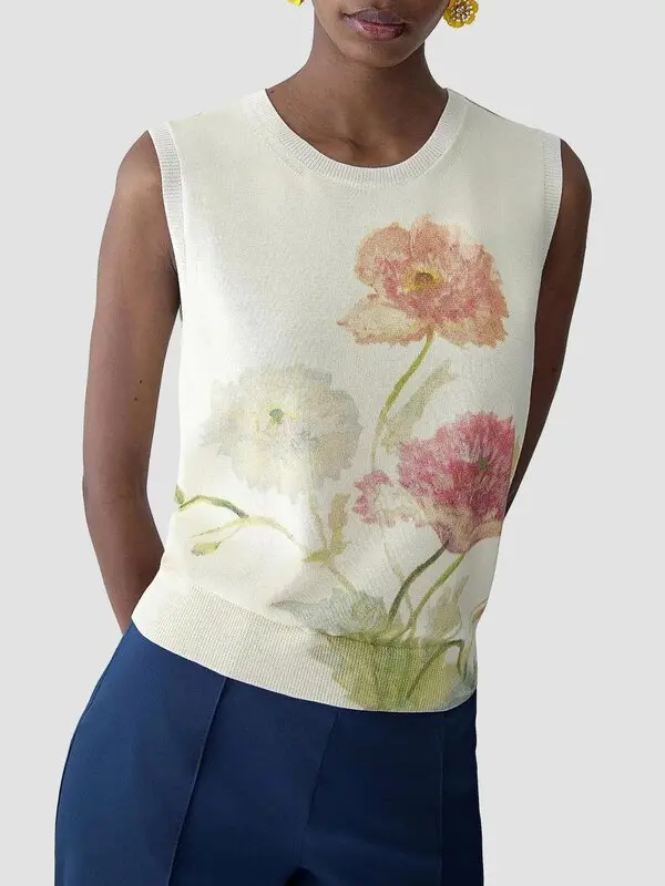 Carolina Herrera Floral Silk-cotton Tank