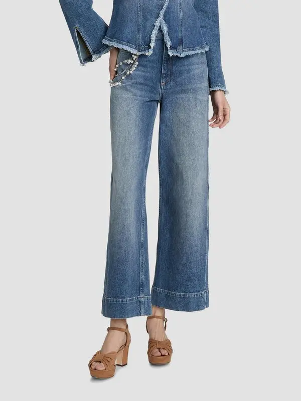 Cinq À Sept Betsy Pearl-chain Stretch-cotton Straight-leg Jeans